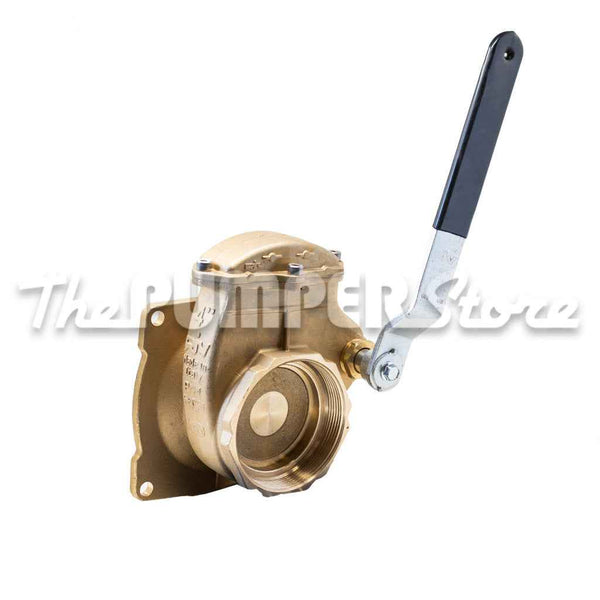 RIV Brand FLG x NPT 4" Lever Valve - Brass | The Pumper Store